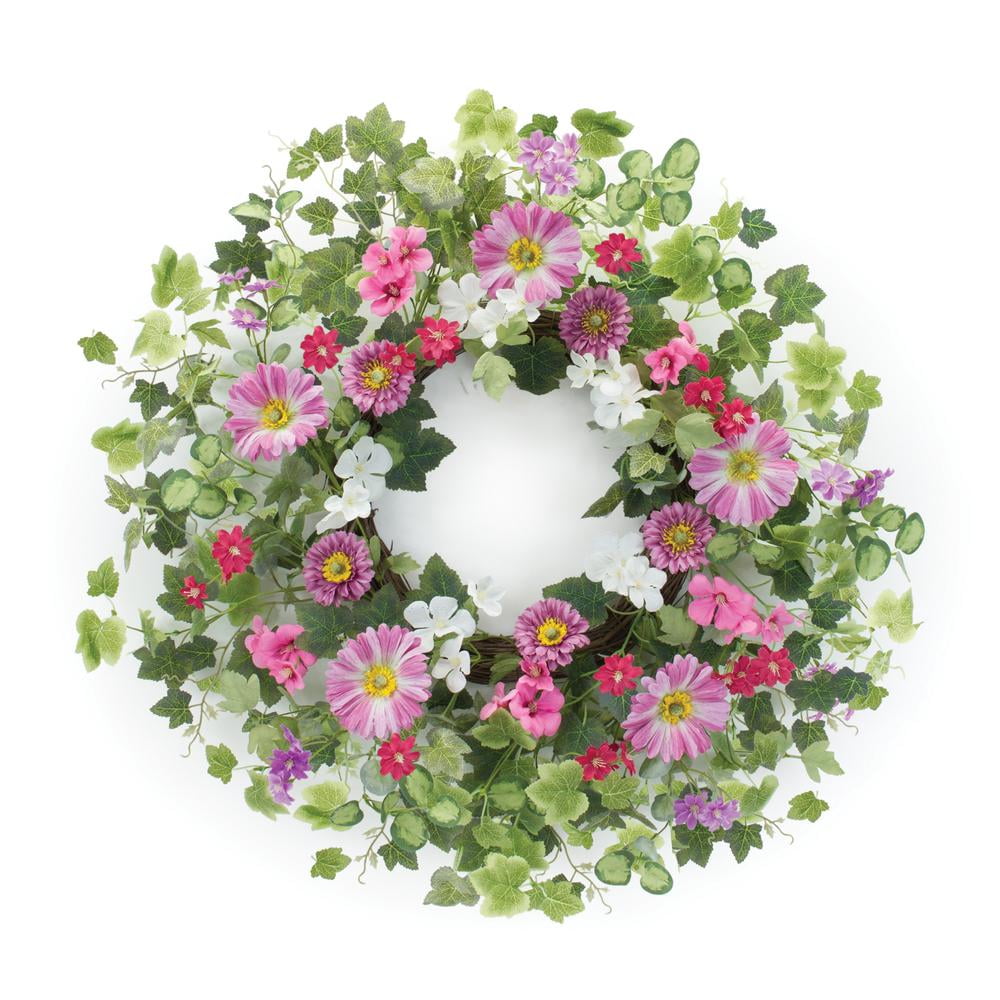 Melrose International LLC Mixed Floral Wreath 24.5"D Polyester ...