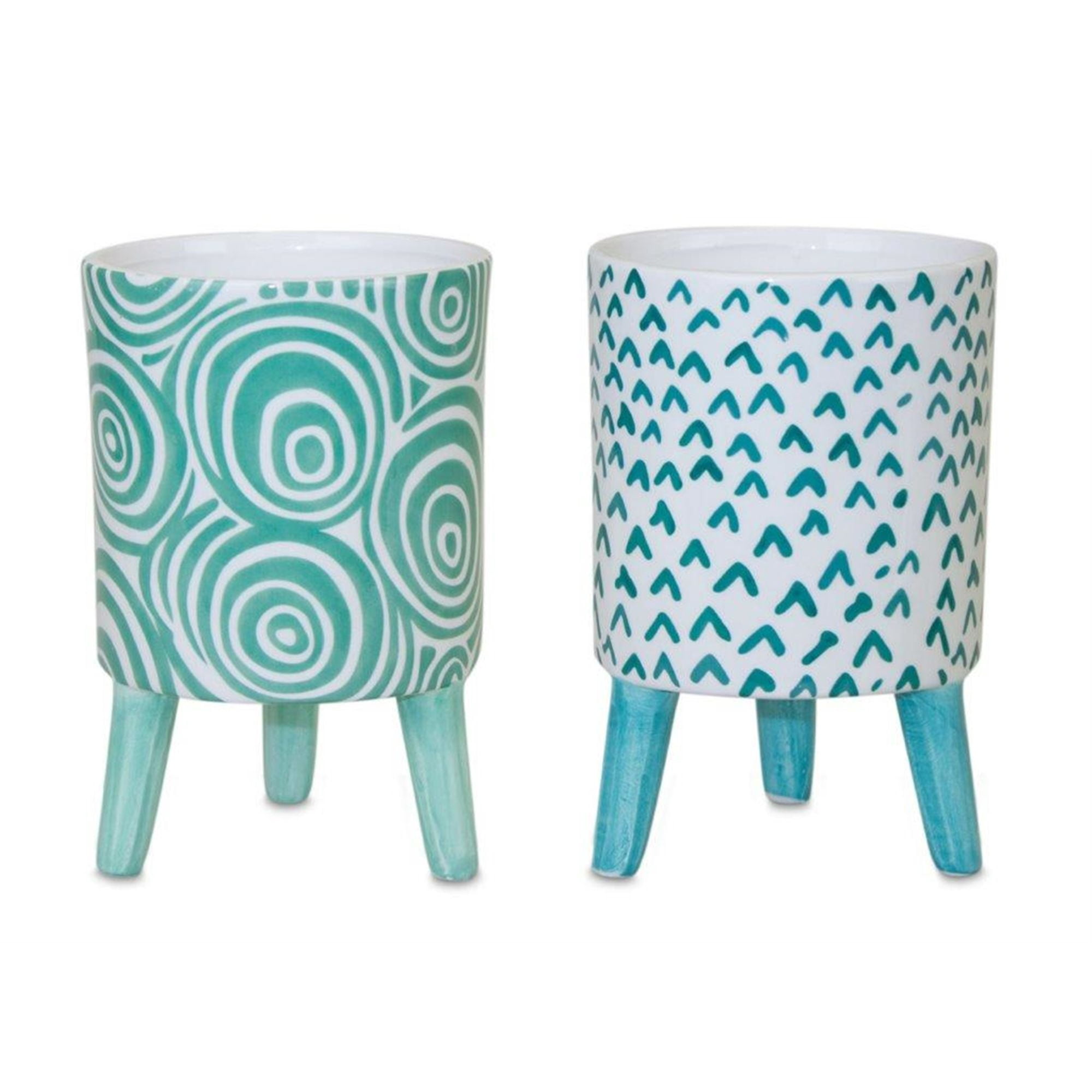 Melrose Set of 2 Green and Blue Abstract Mini Pots with Legs 6 ...