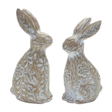 Melrose Resin Bunny Figurine Statues for Garden Decor, Set of 2 Home ...