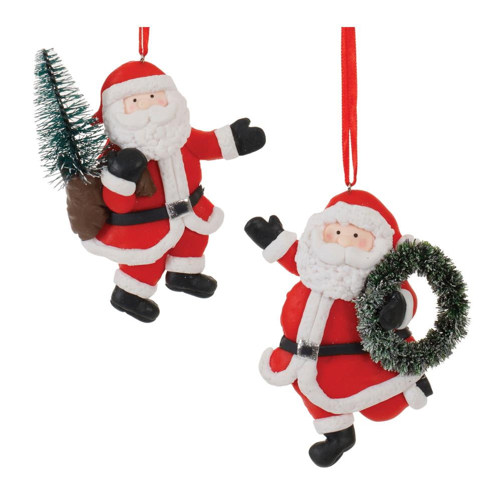 Melrose International LLC Santa Ornament (Set of 12) 4"H Clay Dough ...