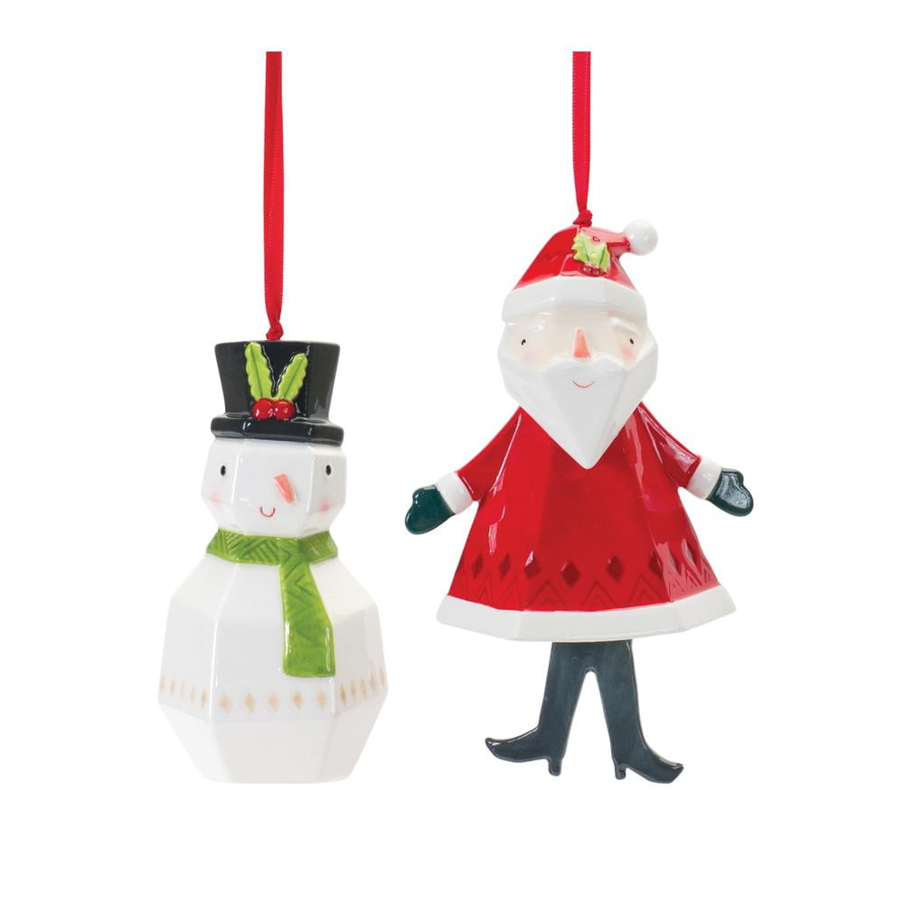 Melrose International LLC Santa and Snowman Ornament (Set of 6) 4.75"H ...