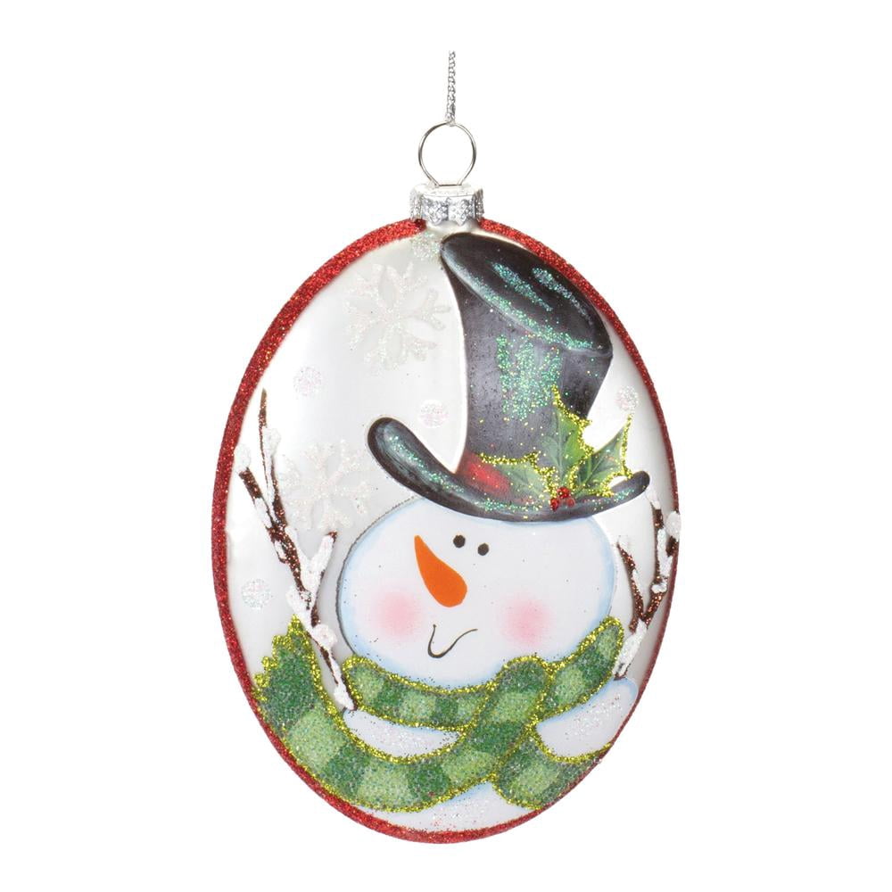 Melrose Glittered Snowman Christmas Disc Ornaments - 5" - Multi-Color ...