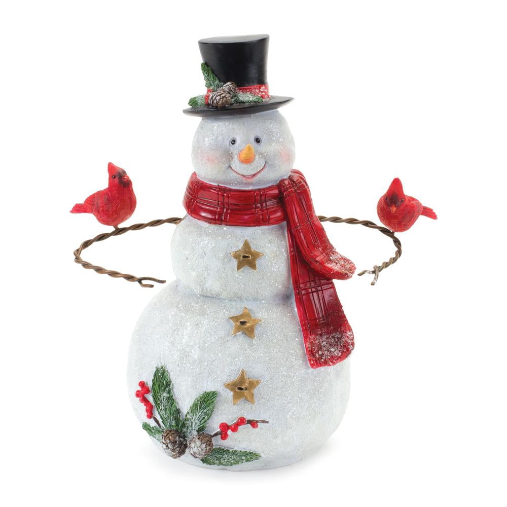 Melrose International LLC Snowman w/Cardinals 9"H Resin - Walmart.com