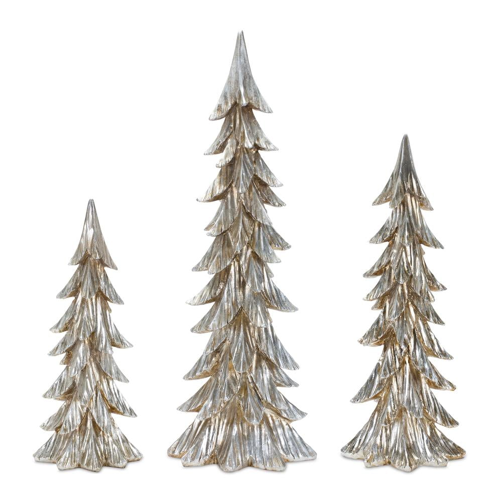 Melrose Set of 3 Silver Christmas Trees Tabletop Decor 2.25' - Walmart.com