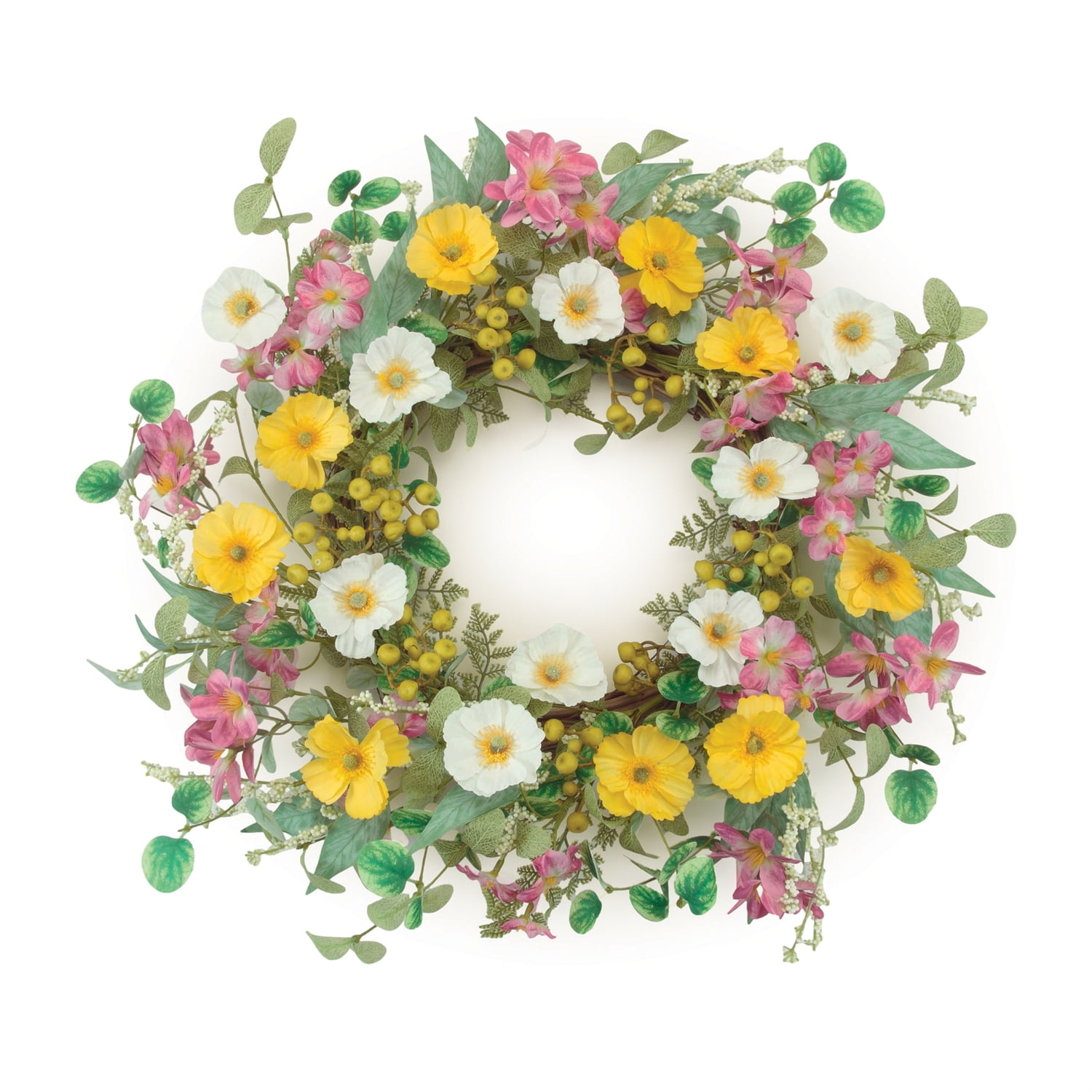 Melrose International Mixed Floral Wreath 24"D Polyester - Walmart.com