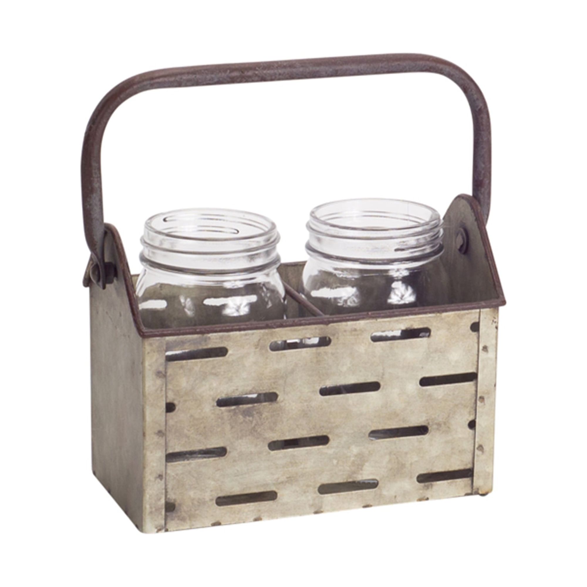Melrose International Rustic Decorative Metal Storage Box with 2 Glass ...