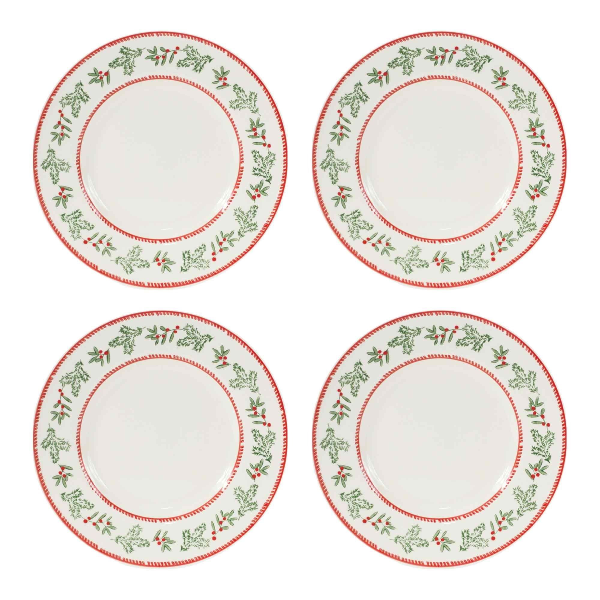Melrose International Stoneware Mistletoe Plate (Set of 4) - Walmart.com