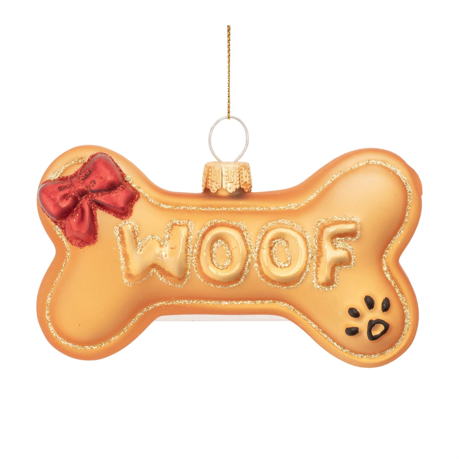 Melrose International Woof Bone Ornament (Set of 12) 3.75"L x 3"H Glass ...
