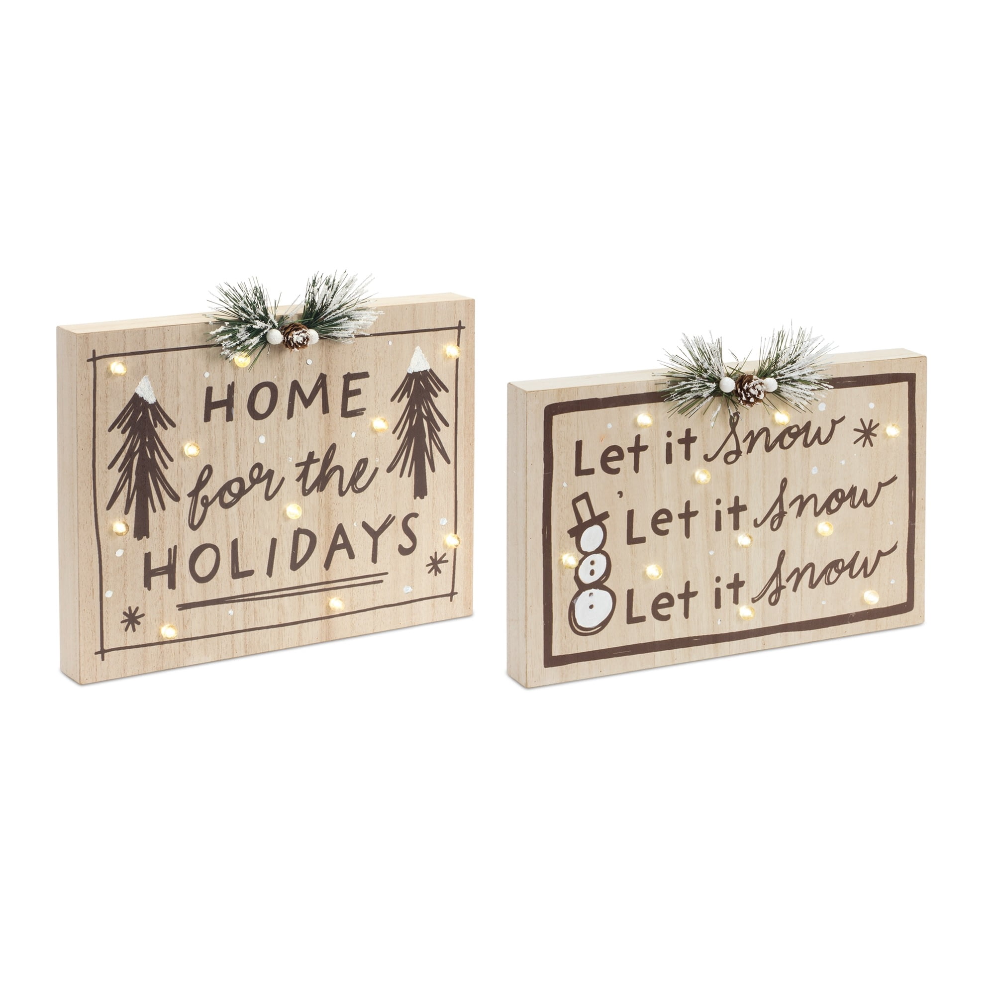 Melrose LED Holiday and Snow Sign (Set of 2) - Walmart Business Supplies