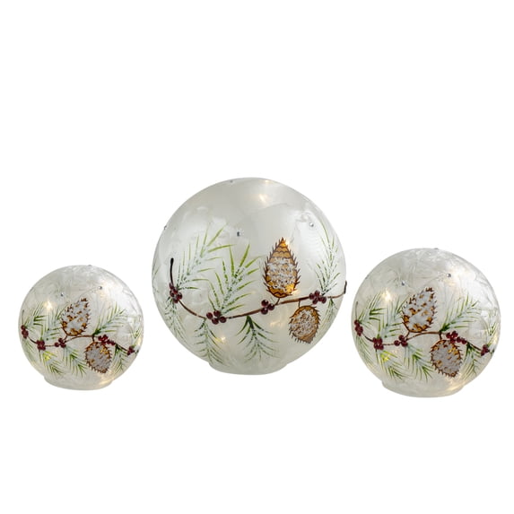 Melrose LED Lighted Snowball Glass Christmas Globes with Timer - 8 ...