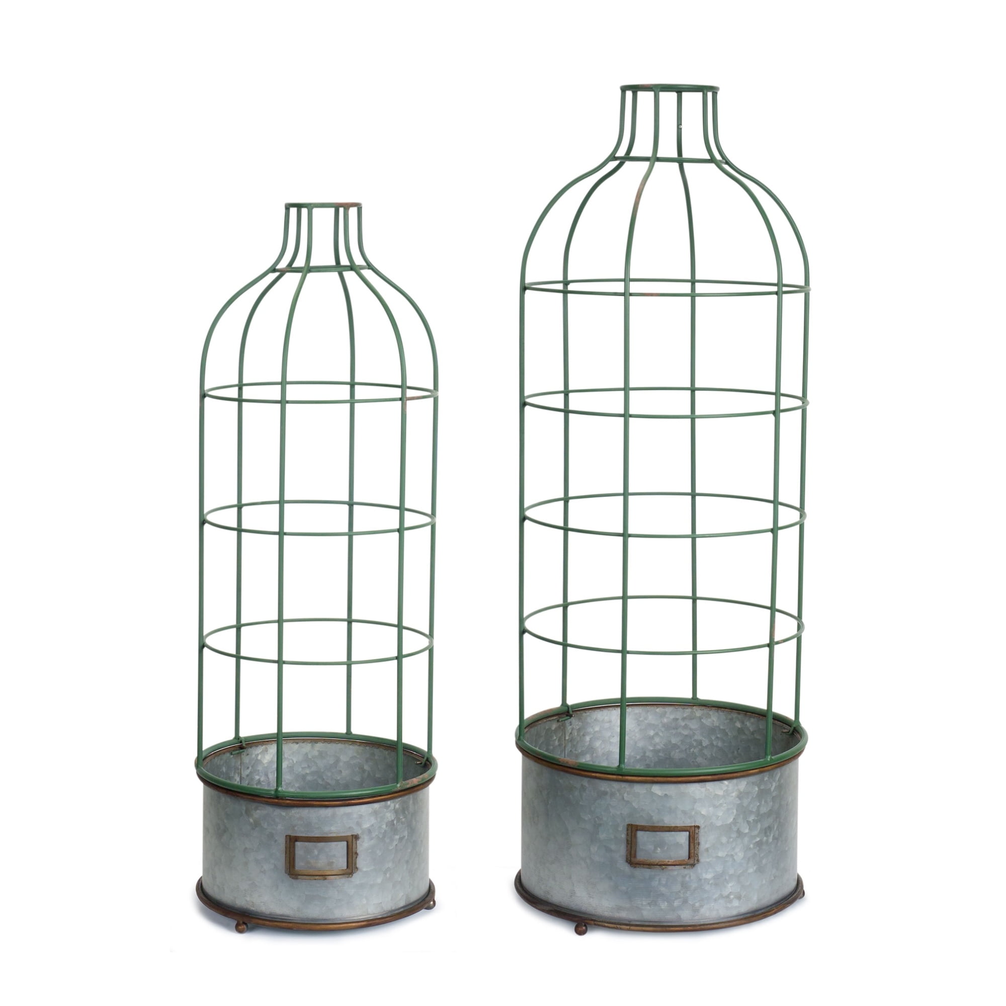 Melrose Metal Set Of 2 Tin And Brown Pot With Trellis 74092DS - Walmart.com