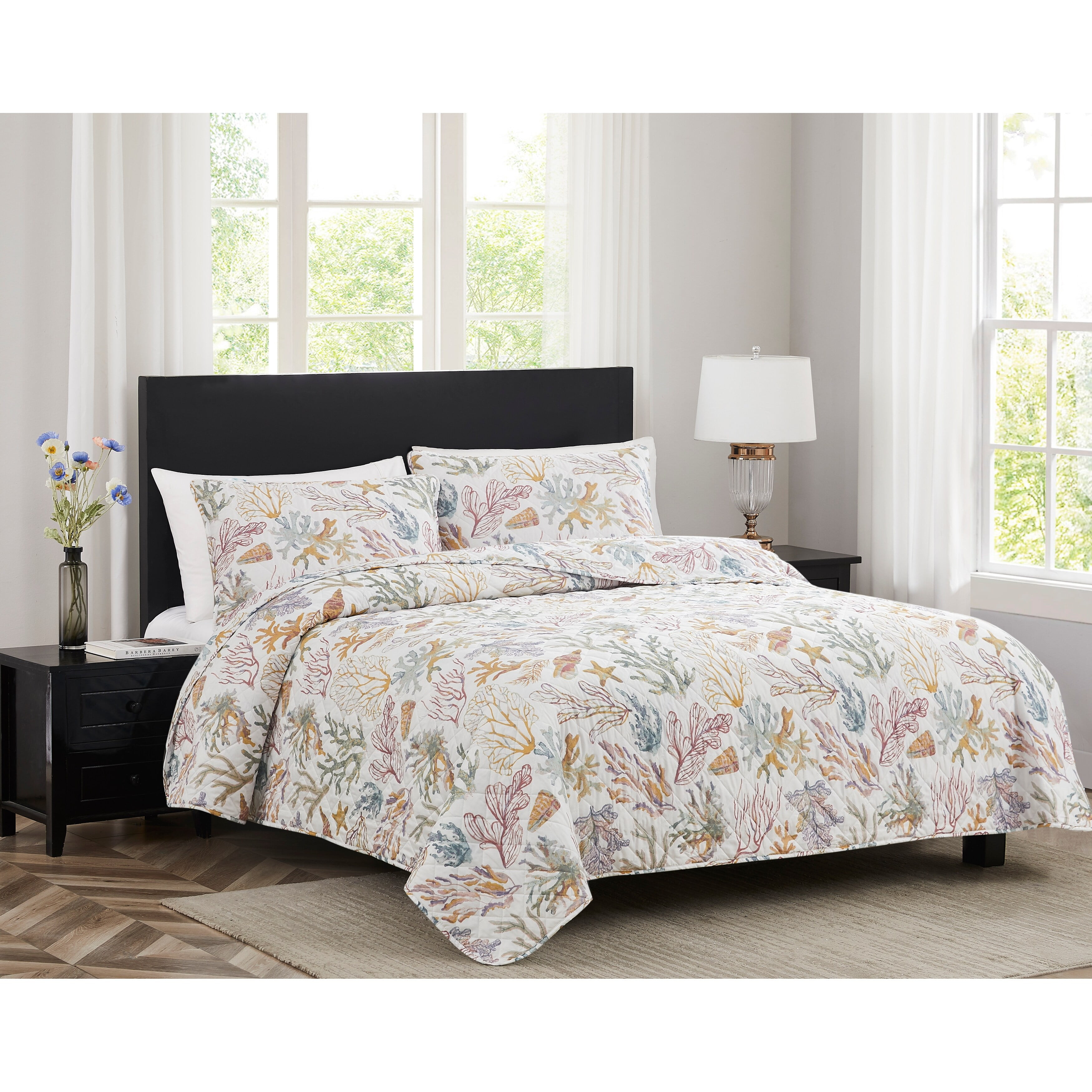 RT Designers Collection Melrose Mystic 3-Pieces Elegant Stitched Quilt ...