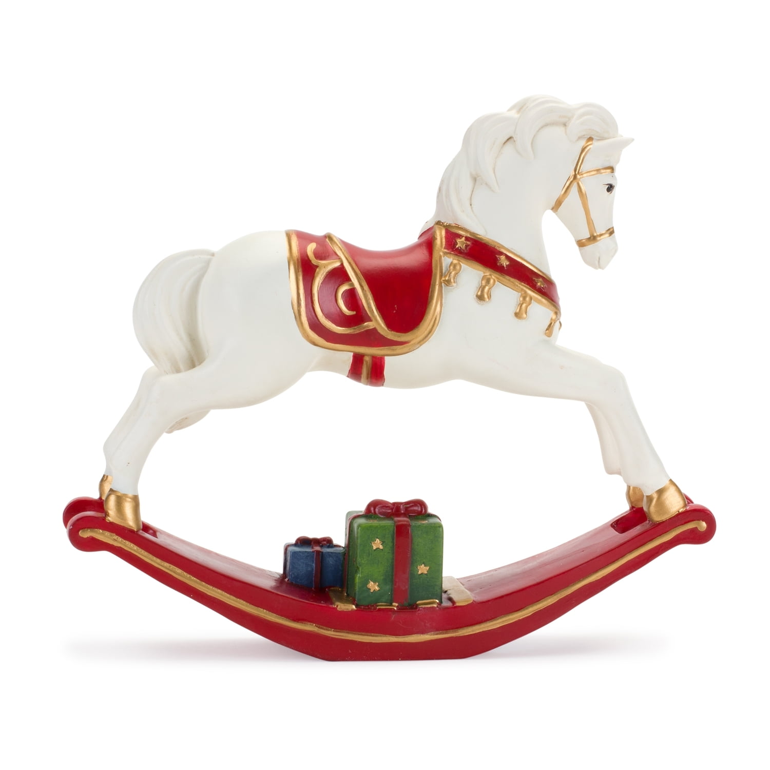 Melrose Modern Rocking Horse Toy Figurine with Presents, Resin, 8.5 ...