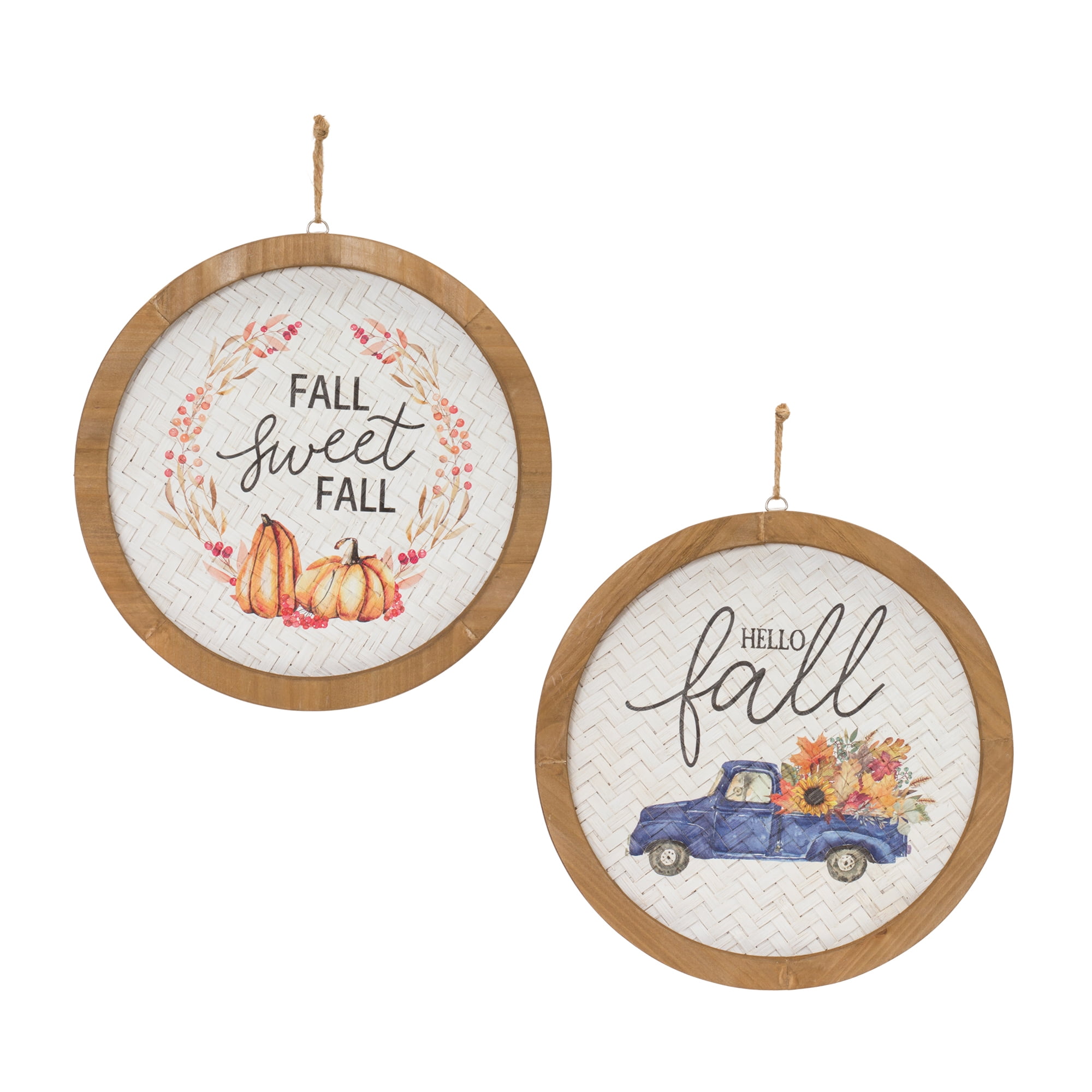 Melrose Round Fall Harvest Wall Hanging Plaques - 11.5" - Multi-Color ...