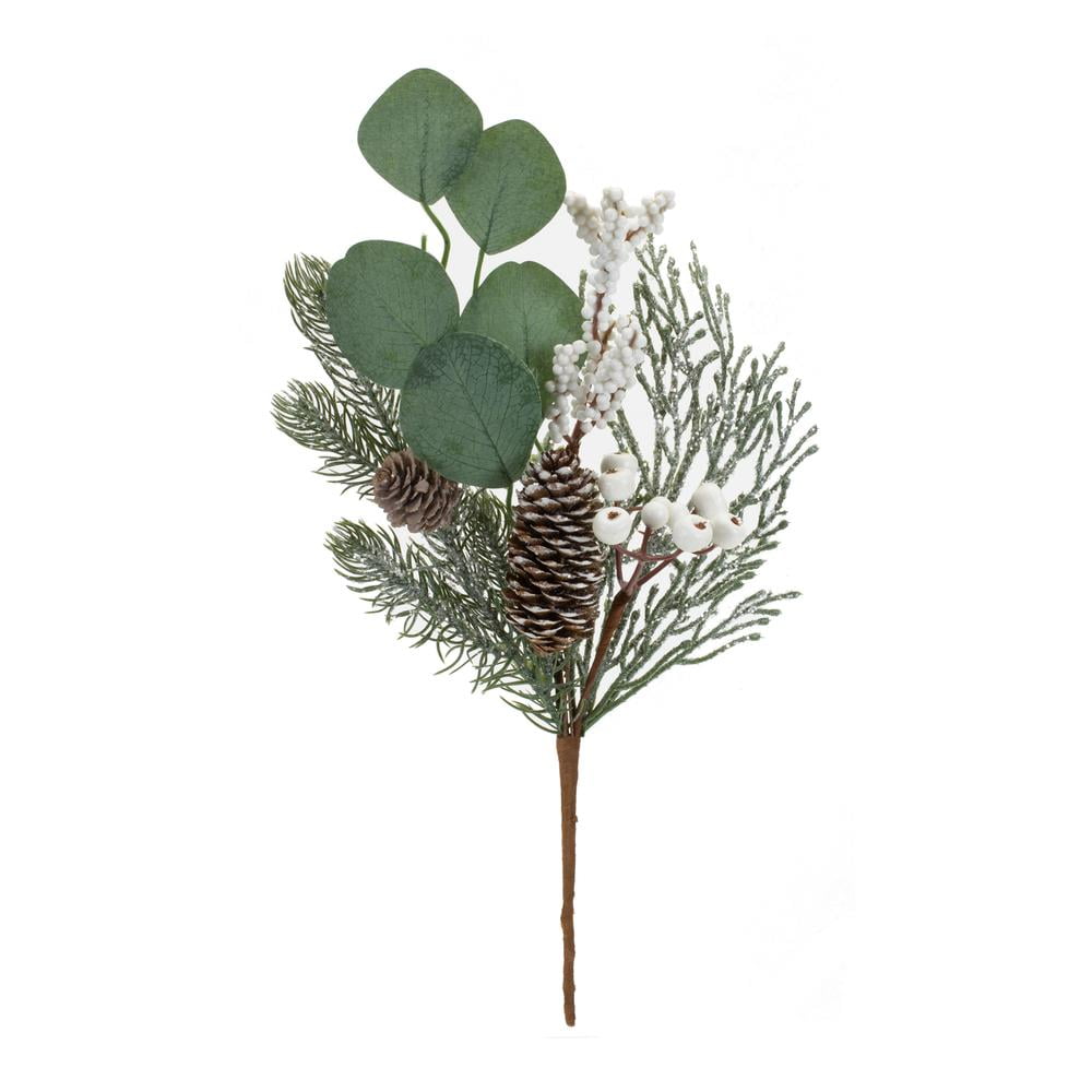 Melrose Set Of 6 Plastic Pine And Eucalyptus Pick With Green Finish ...