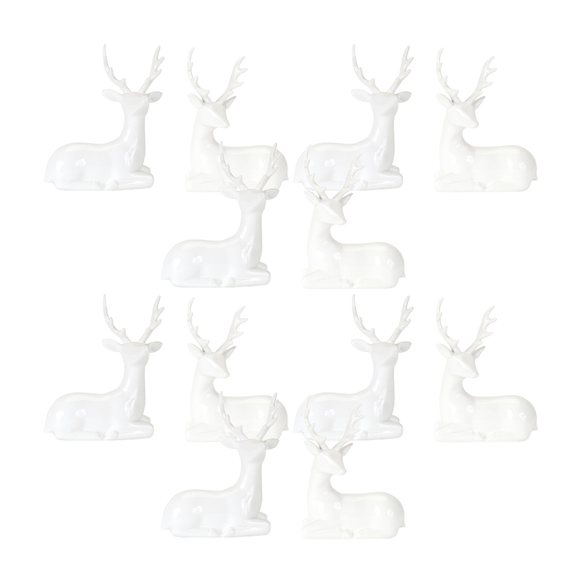 Set of 12 White Sitting Deer Tabletop Figurines 6" - Walmart.com