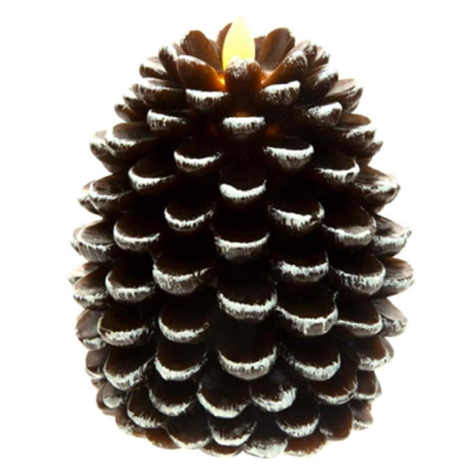 Melrose Set of 2 Brown and White Flameless LED Pine Cone Candles with ...
