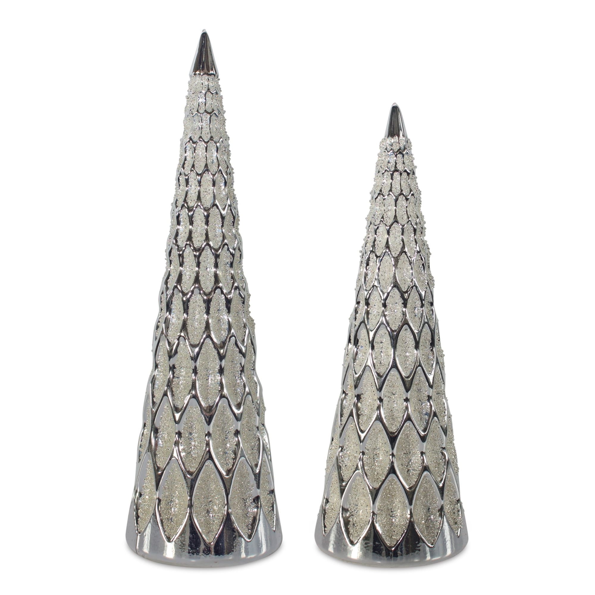 Melrose Set of 2 Silver Christmas Tree Tabletop Decors 12" - Walmart.com