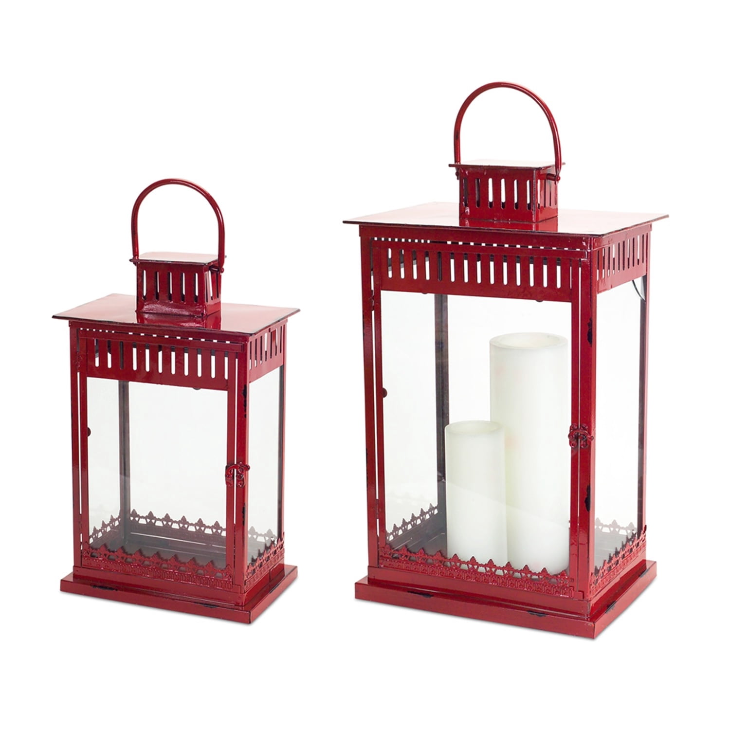 Melrose Set of 2 Vented Pillar Candle Lanterns 25” - Walmart.com