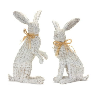 Melrose Resin Bunny Figurine Statues for Garden Decor, Set of 2 Home ...