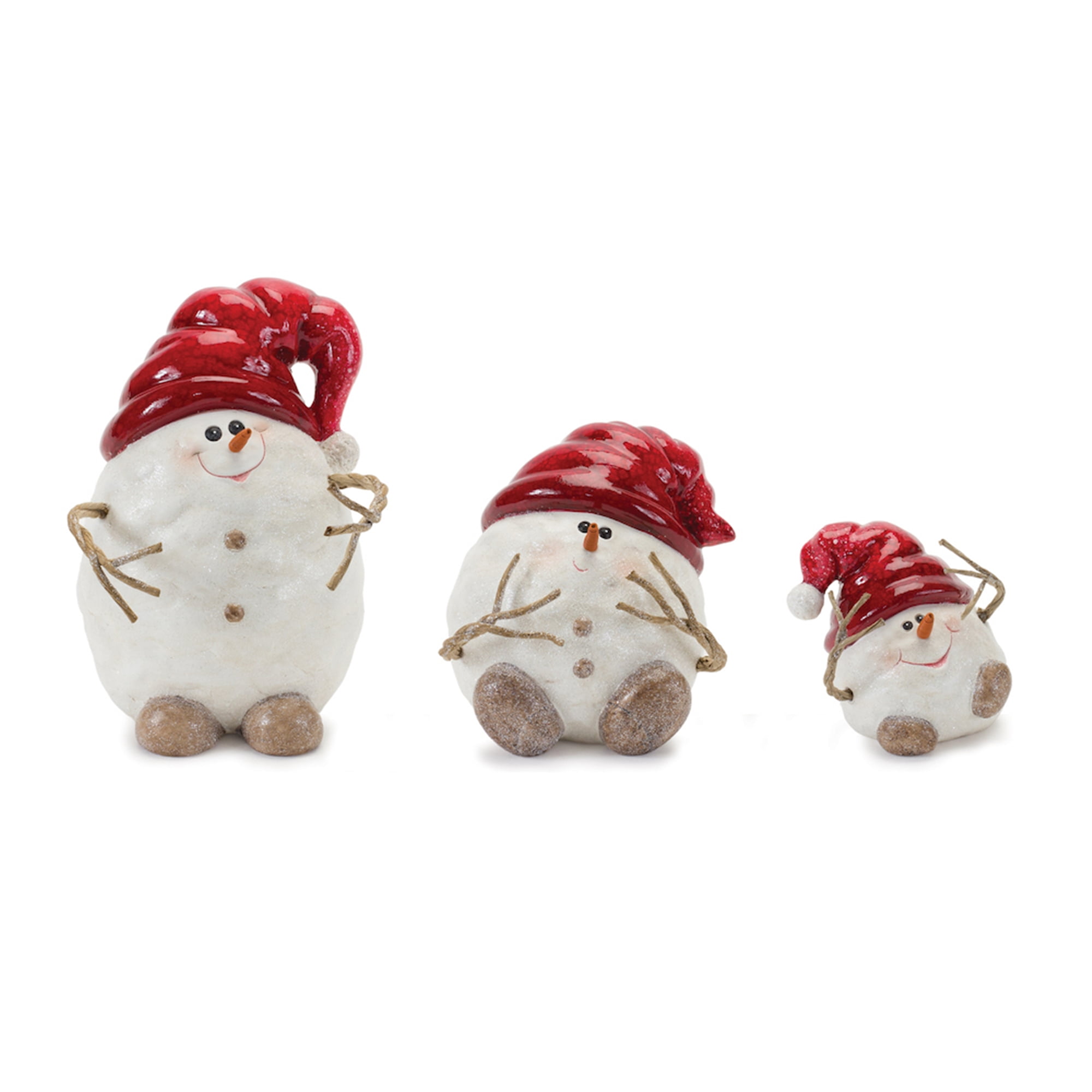 Melrose International Terra Cotta Snowman with Santa Hat Figurine (Set ...