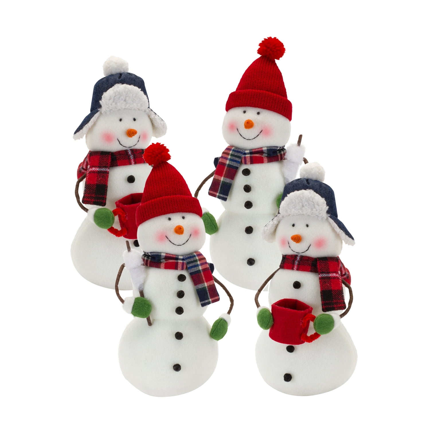 Melrose Snowman Figurine (Set of 4) Red Polyester - Walmart.com
