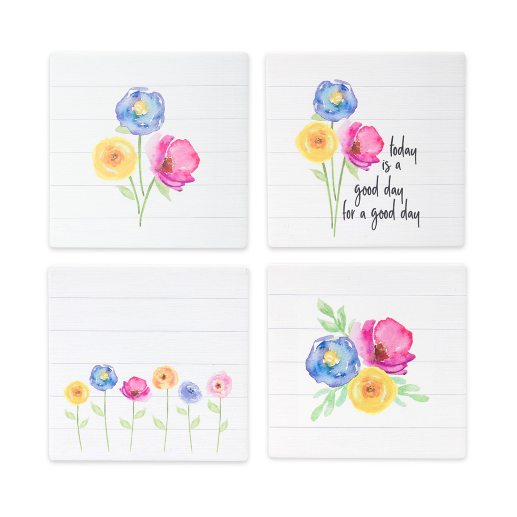 Melrose Square Floral Wall Tile Decorations - 4" - Multi-Color - Set of ...