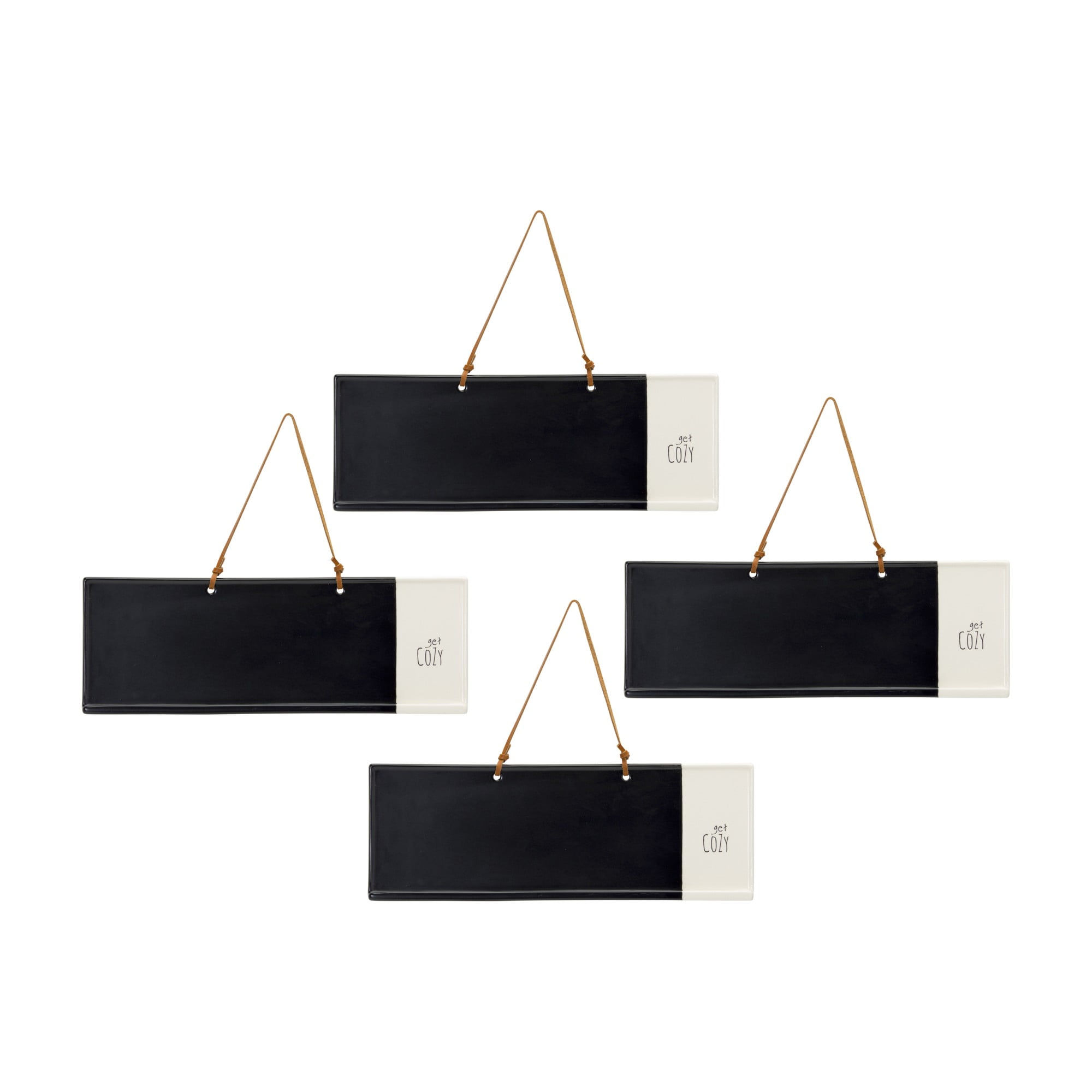 Melrose Stoneware Rectangular Wall Plaques - 14.25" - Black and White ...