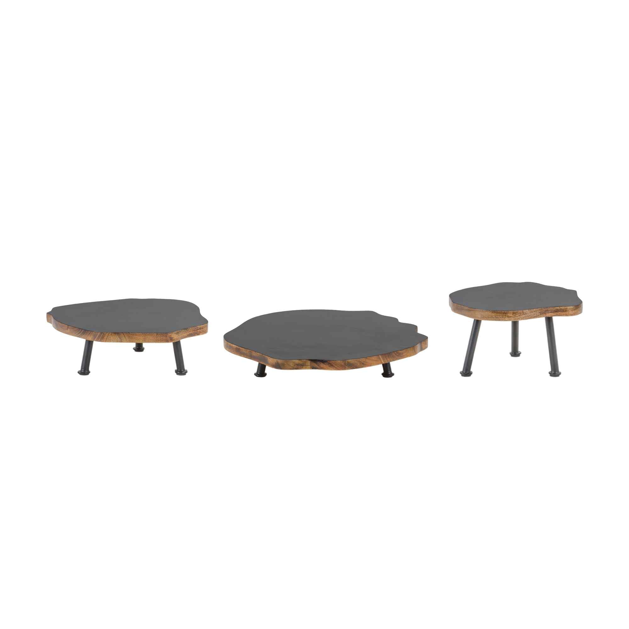 Melrose Tree Disc Footed Pedestal Trays - 12" - Black and Brown - Set ...