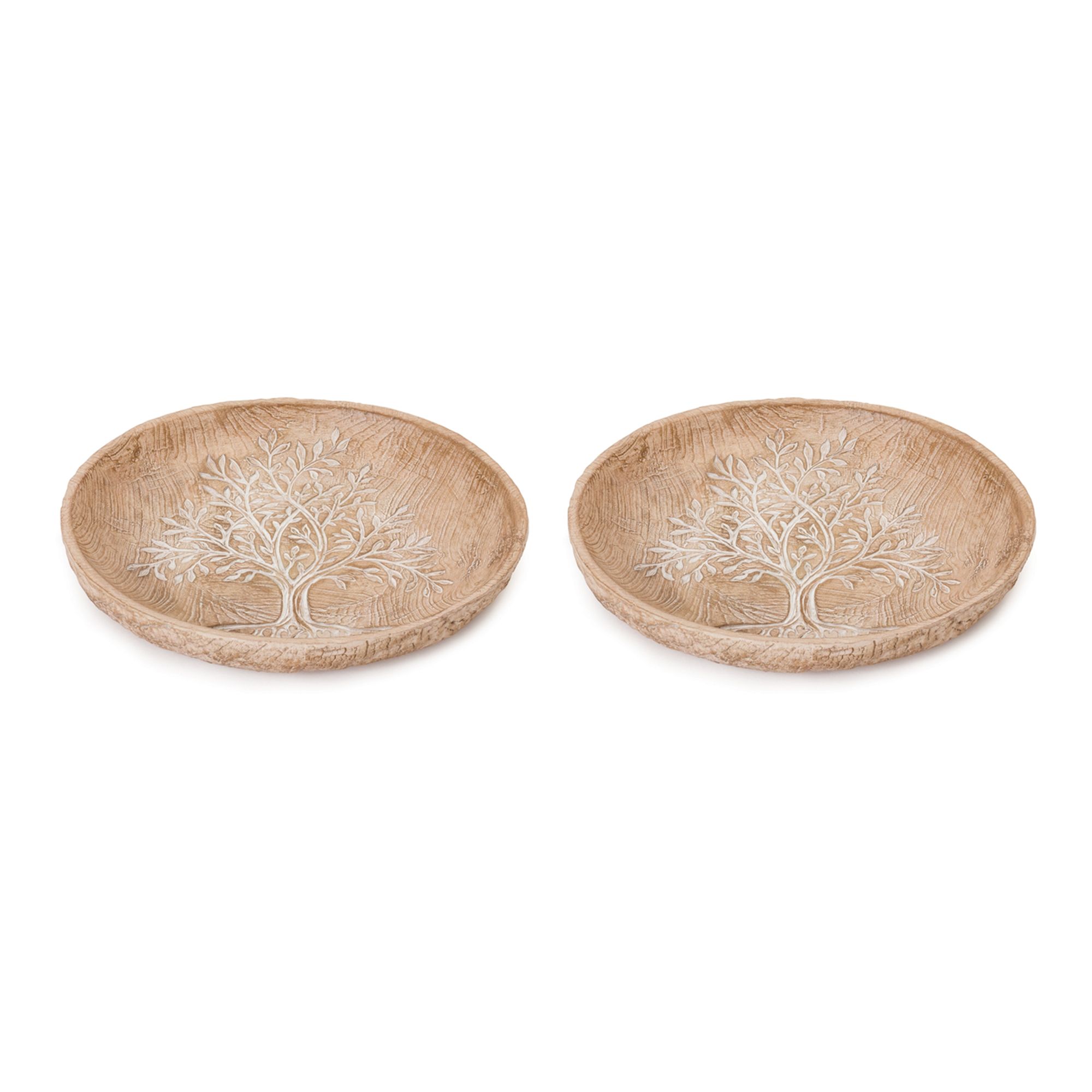 Melrose Tree of Life Round Bowls - 12" - Brown and White - Set of 2 ...