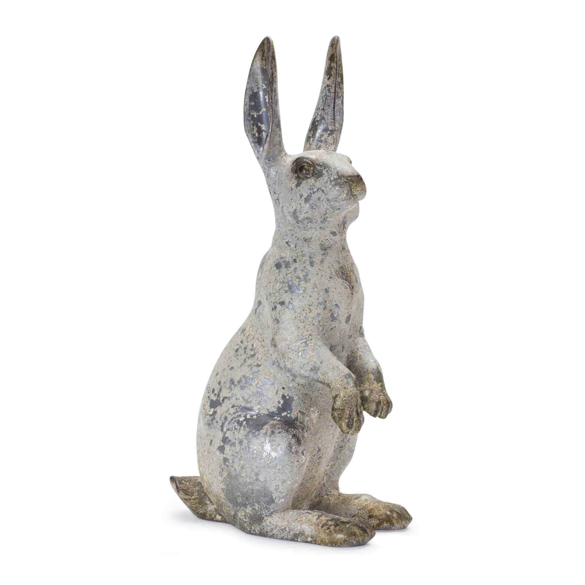 Melrose Garden Bunny Outdoor Resin Decor - Weathered Sitting Rabbit ...