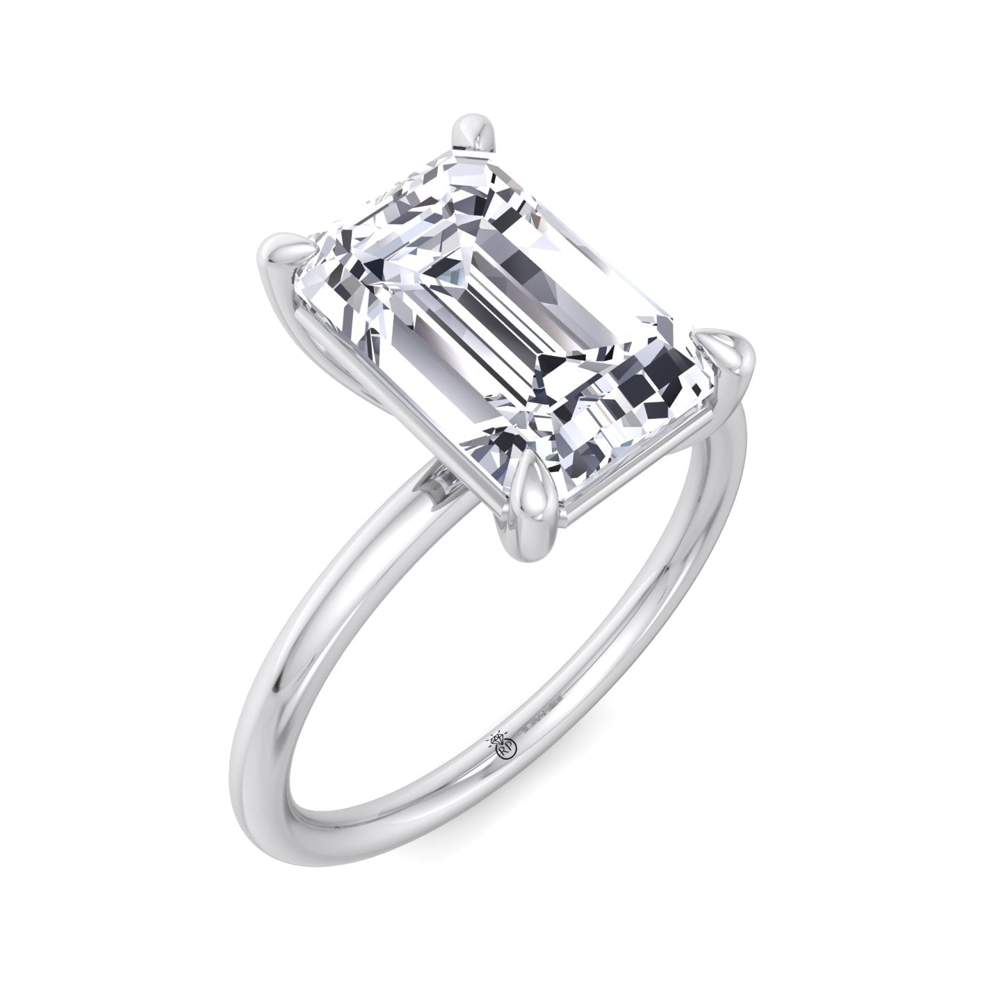 Melsa - Emerald Cut Moissanite Lab- Diamond Thin Band Solitaire ...