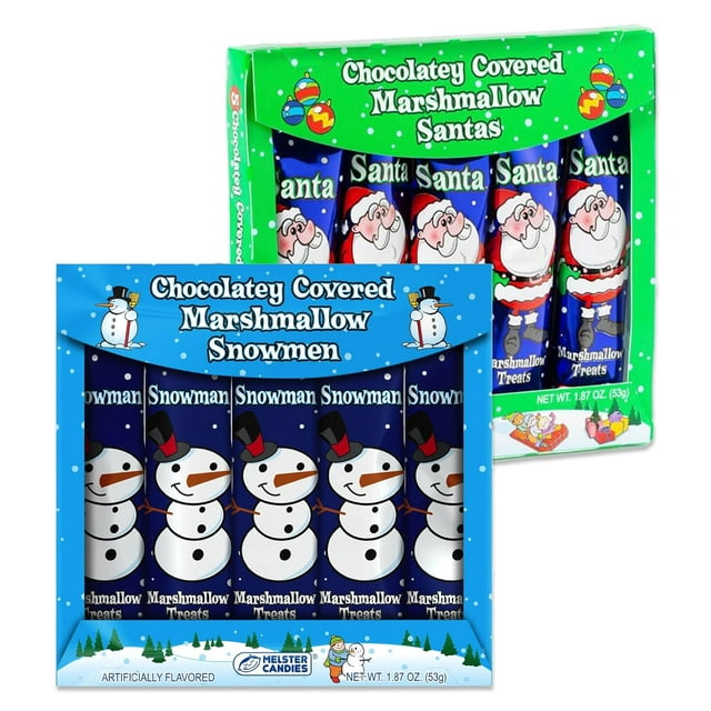 Melsters Chocolate Covered Marshmallow Candy Santa and Snowman Variety ...