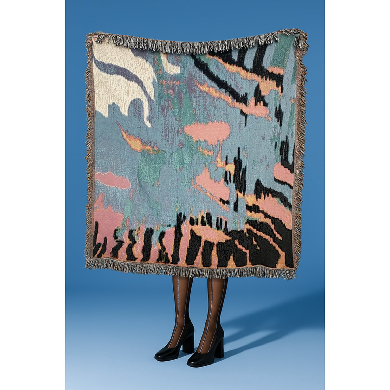 Melt Pattern Woven Throw Blanket, 100% Cotton, Fringed Edges - Walmart.com