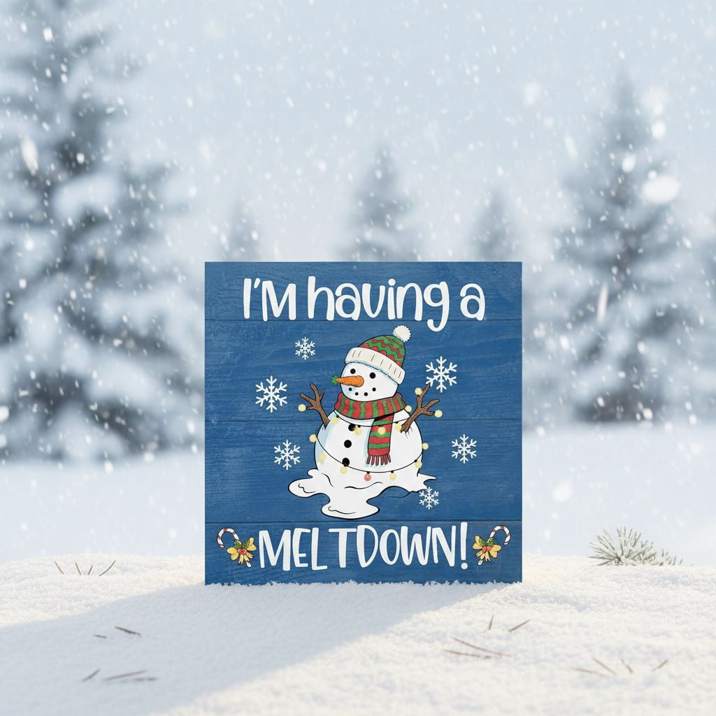I'M Having A Meltdown Wood Box Sign, Funny Sarcastic Quotes Snowman ...