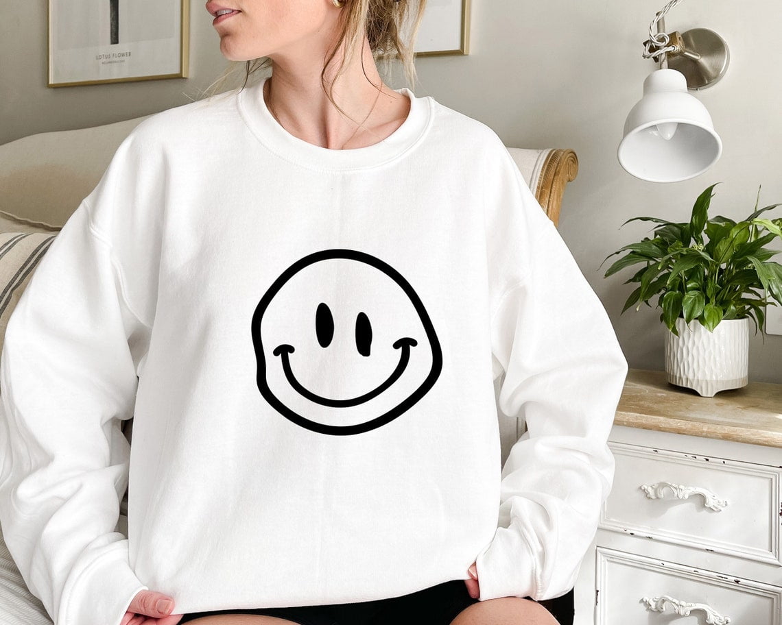 Melted Smiley Faces Sweatshirt, Cute Melty Face Sweater, Smiling Emoji ...