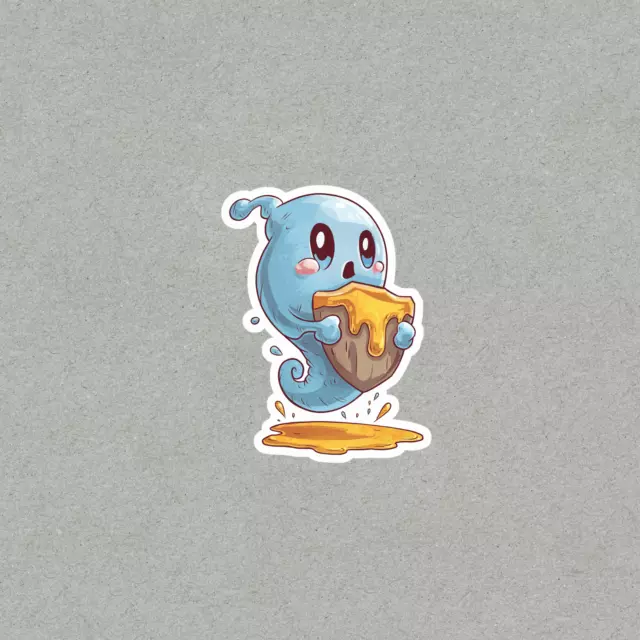 Melting Colorful Ghost Holding Sign Cute Vinyl Sticker Decalphone Decal ...