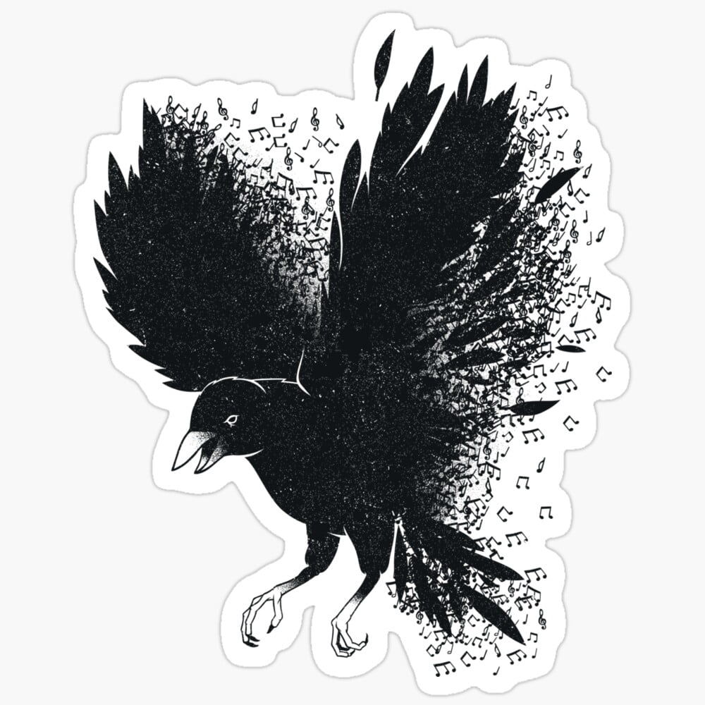 Melting Crow Musical Notes Sticker Phone Decal Water Bottle Stickers ...