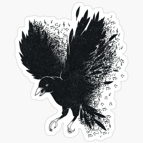 Melting Crow Musical Notes Sticker Phone Decal Water Bottle Stickers ...