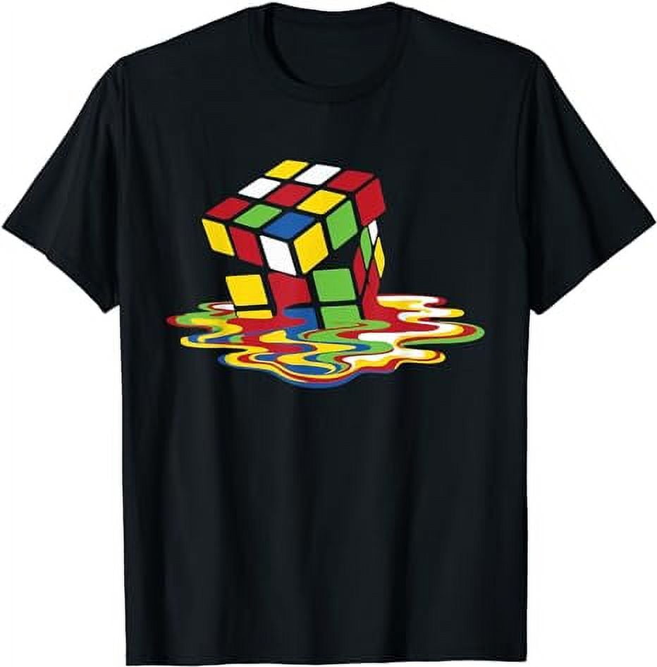 Melting Cube Funny Retro Gaming Rubik Puzzle Nerd Geek Gift T-Shirt ...