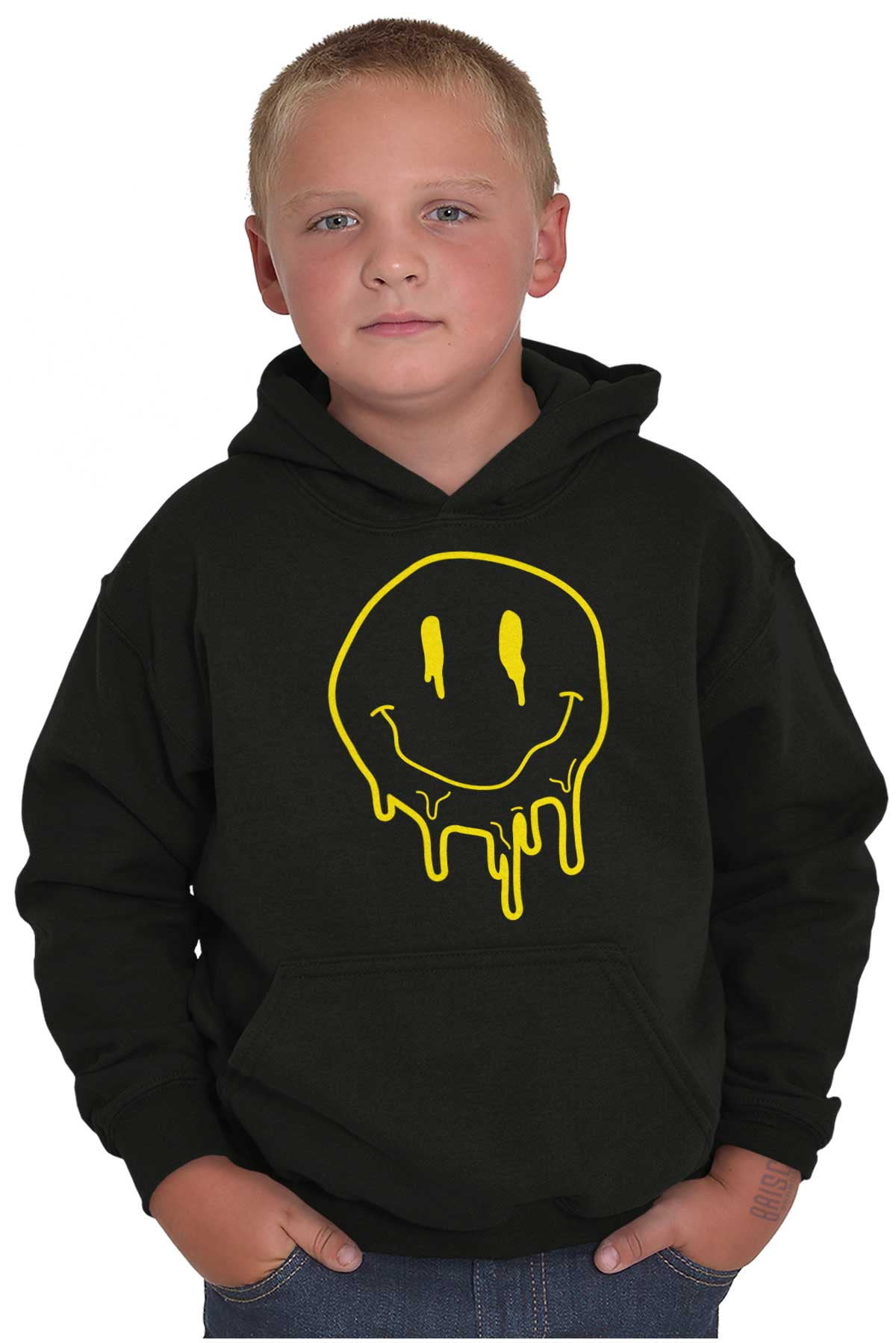 Melting Dripping Happy Face Smile Youth Hoodie Boy Girl Teen Brisco ...