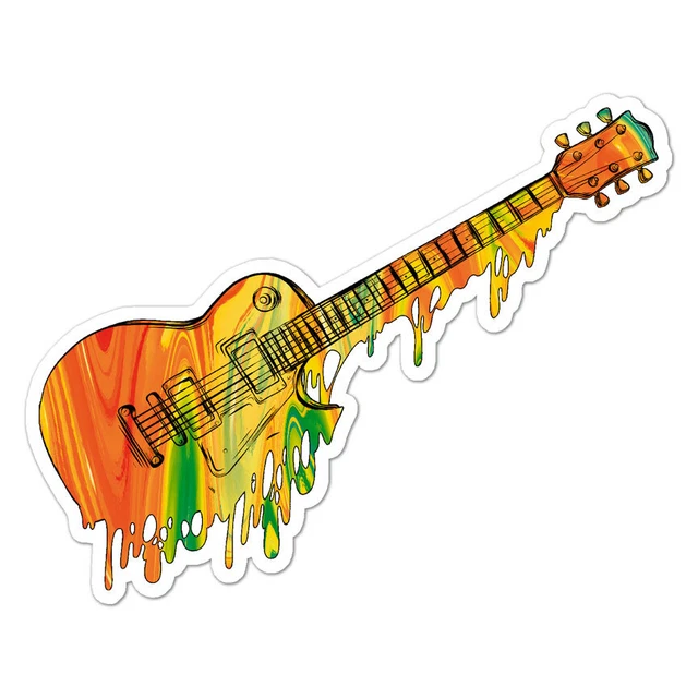 Melting Guitar Sticker Indoor Outdoor Phone Decal Water Bottle Stickers ...