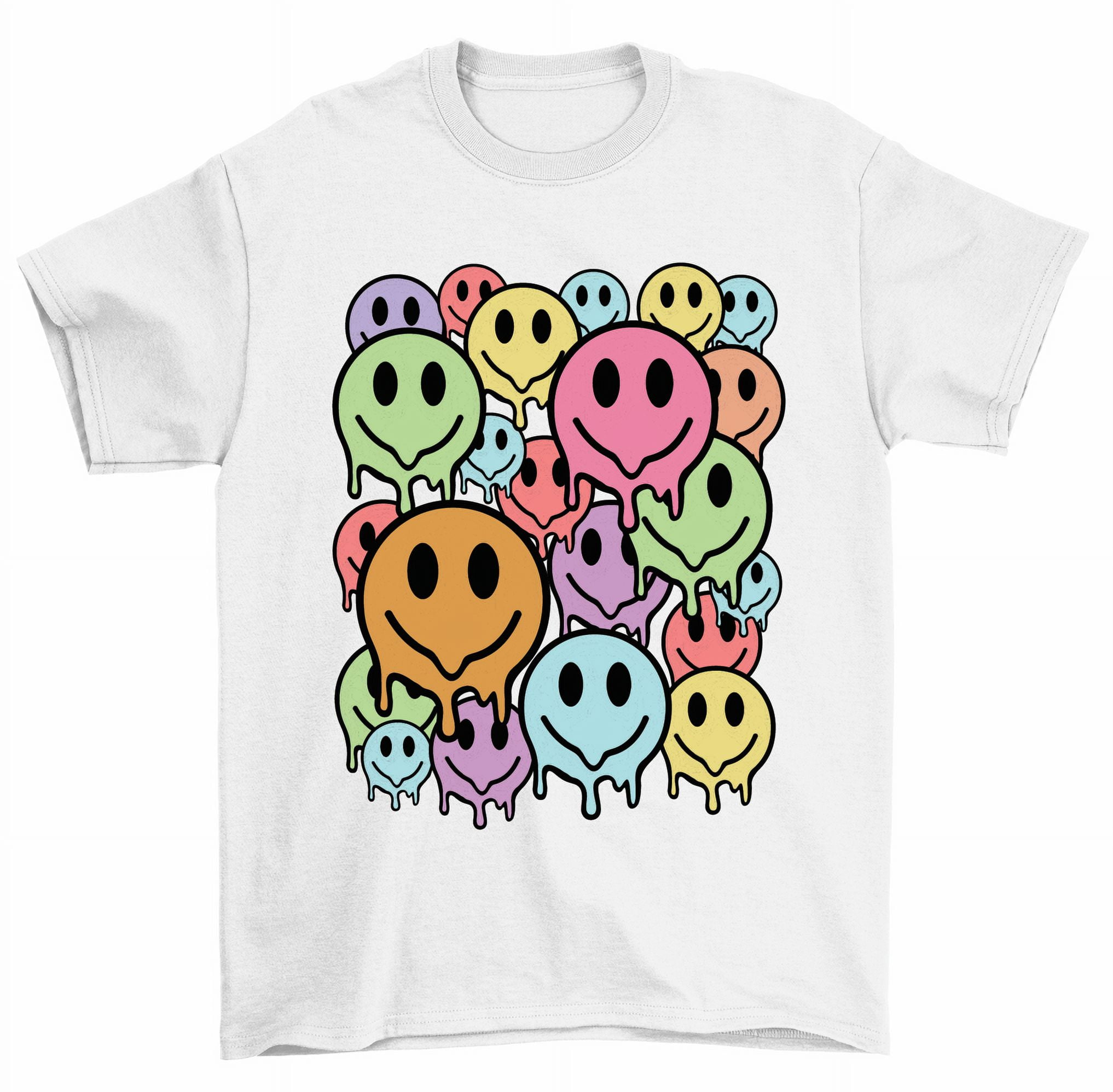 Melting Happy Face Colorful Smile Smiley T-Shirt Men Women Unisex ...