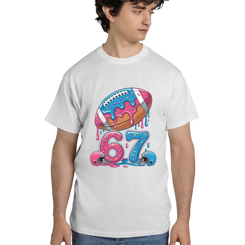 Melting Ice Cream Football Graphic Tee with Dripping Number 67 ...