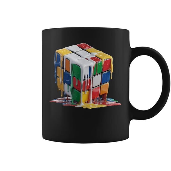Melting Puzzle Cube Retro Speed Cubing 80S Graphic Coffee Mugs ...