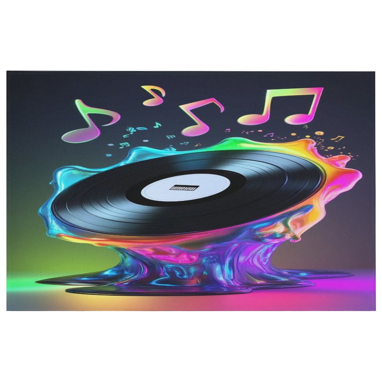 Melting Record Multicolor Music Notes Adult Home Decor Bedroom Living ...