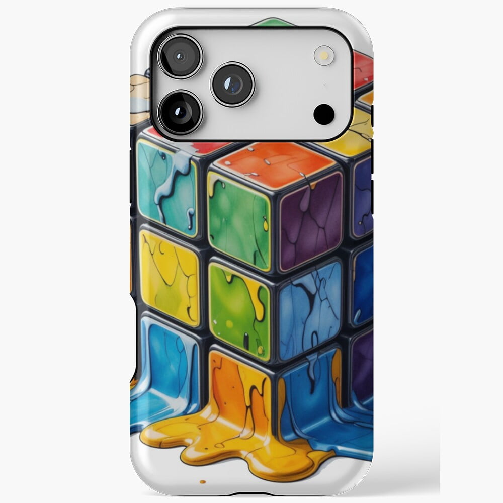 Melting Rubik Cube Dripping Phone Case for iPhone 11 12 13 14 15 16 17 ...