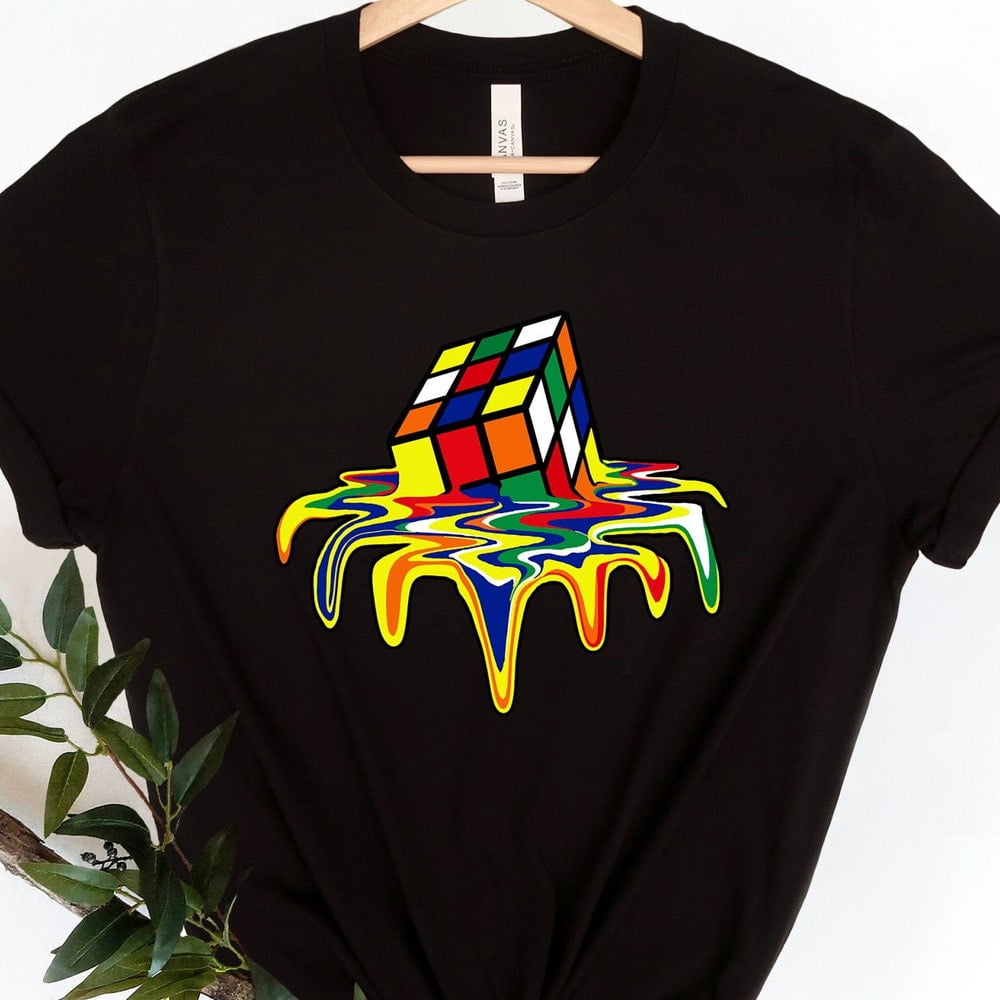 Melting Rubik Cube Shirt, Rainbow Rubik Cube Shirt, Retro Gaming Rubik ...
