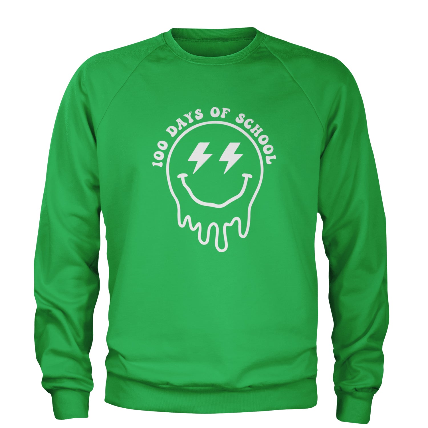 Melting Smile Face 100 Days Of School Adult Crewneck Sweatshirt ...