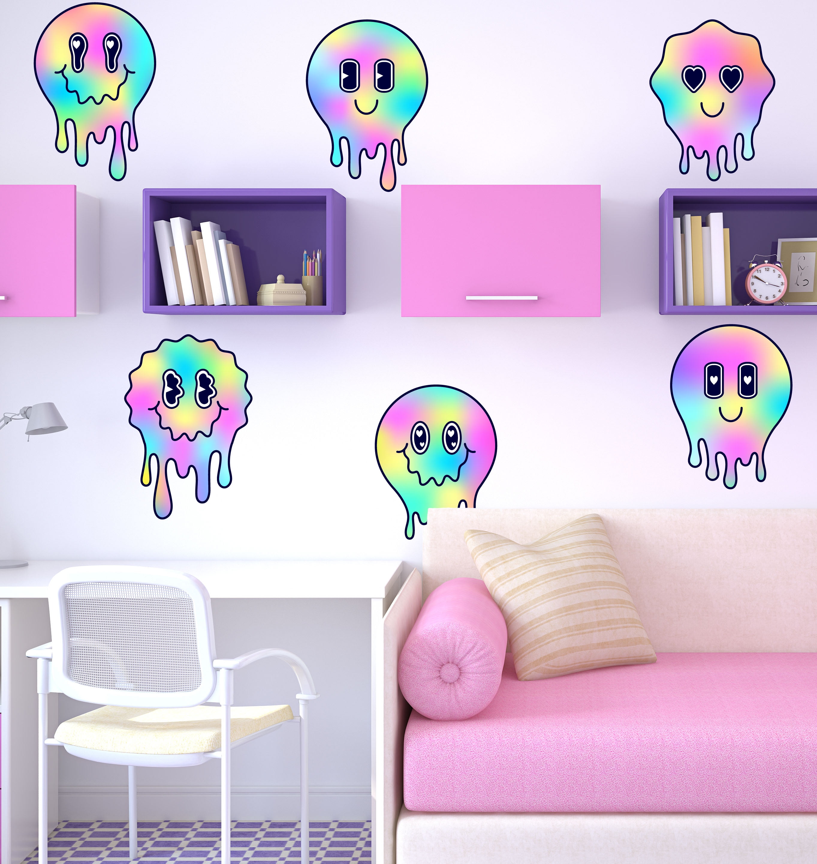 Melting Smile Faces Wall Decal & Stickers 8 Pack se231 - Walmart.com